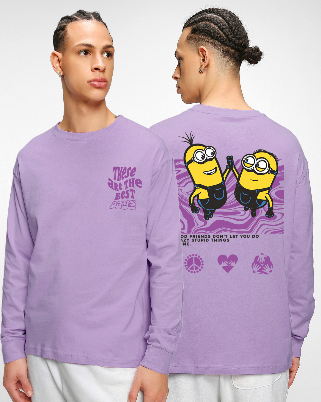 Buy Men's Purple Best Buds Graphic Printed Oversized T-shirt Online at ...