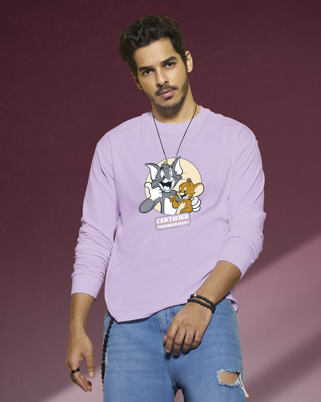 Buy Men's Purple Certified Troublemakers (TJL) Graphic Printed ...