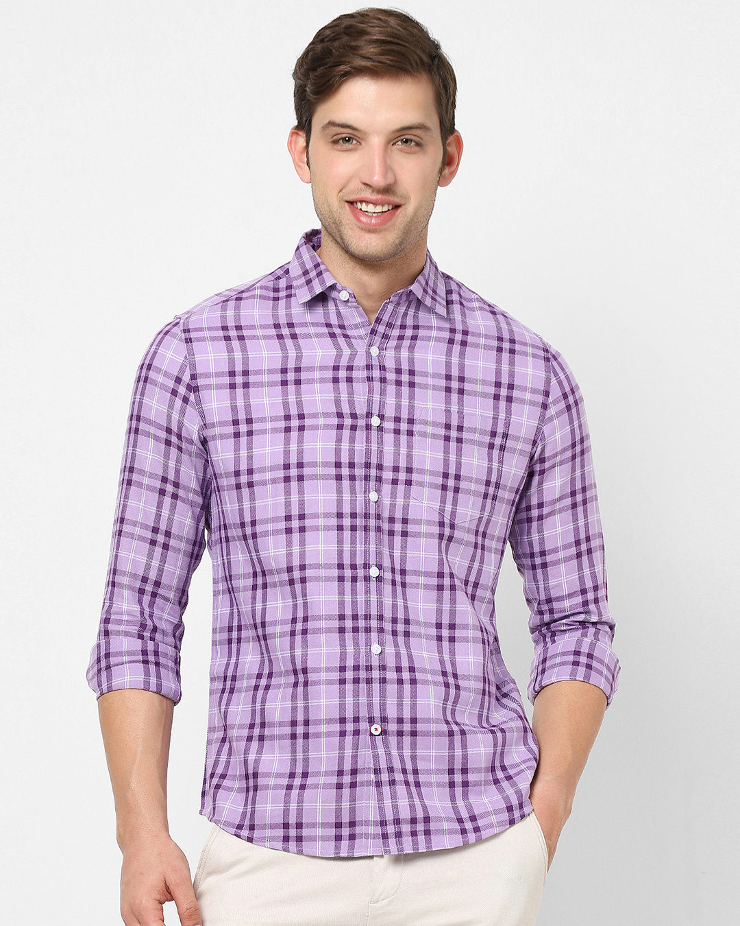 Buy Men's Purple Checked Shirt Online at Bewakoof