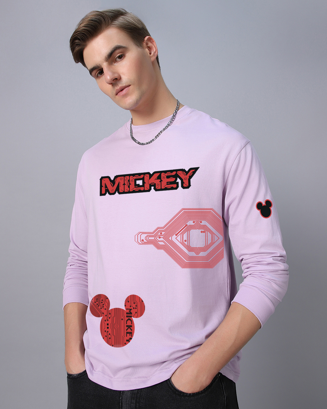 Buy Men's Purple Cyber Mickey Graphic Printed Oversized T-shirt Online ...