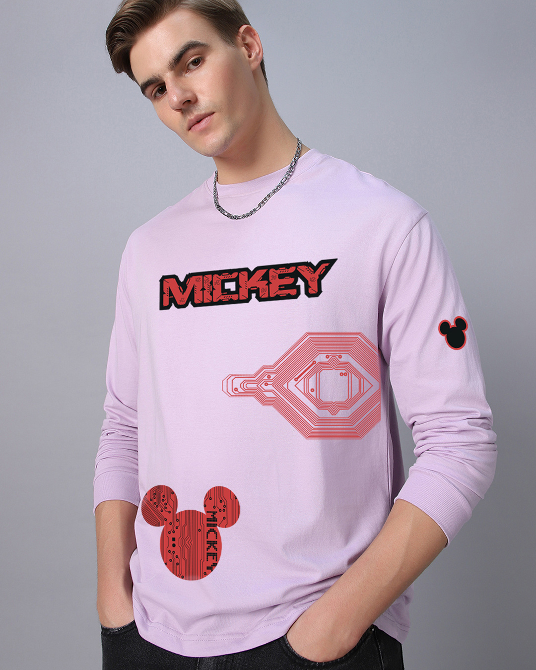 Buy Men's Purple Cyber Mickey Graphic Printed Oversized T-shirt Online ...