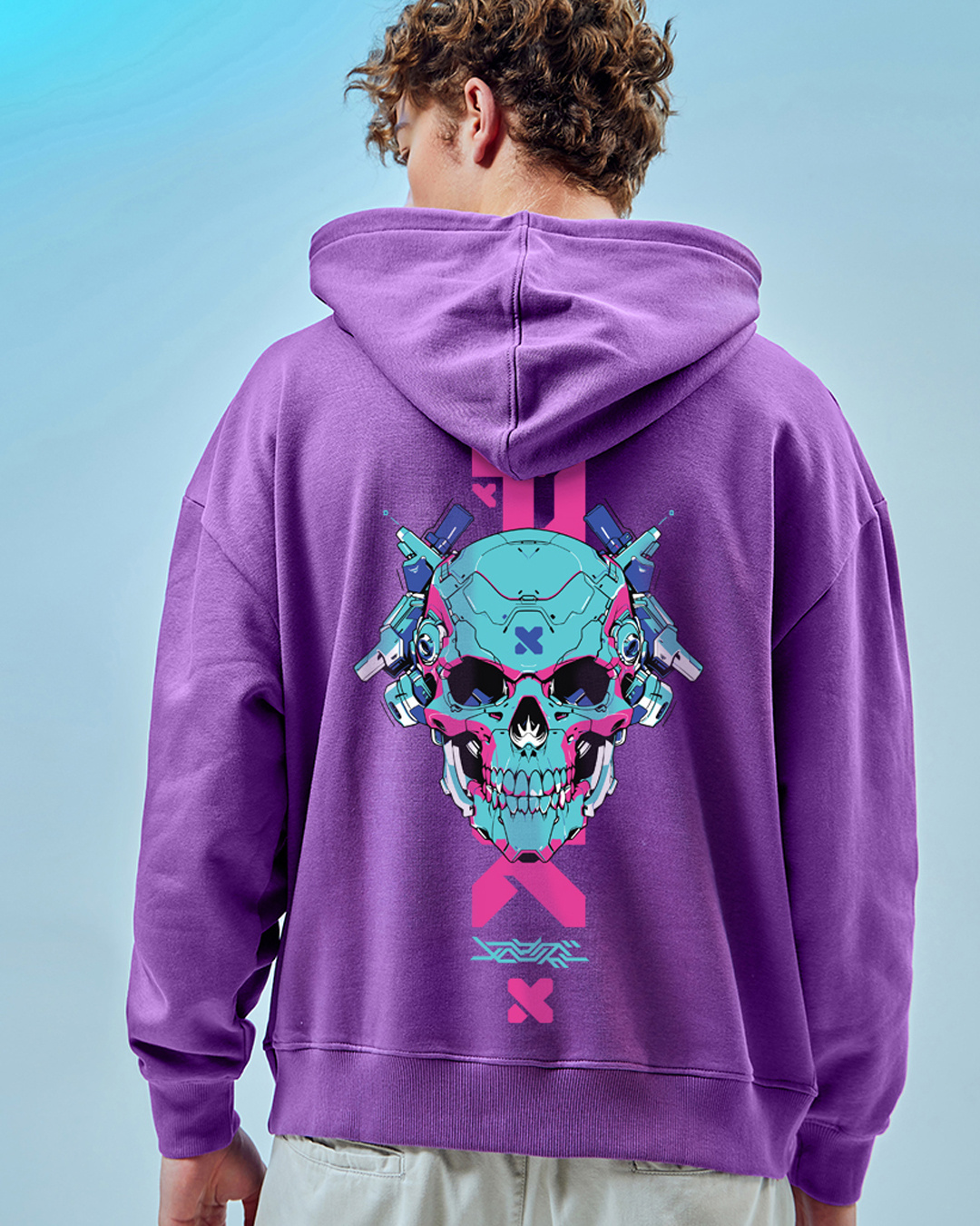 Buy Men's Purple Cyber Punk Graphic Printed Oversized Hoodies Online at ...