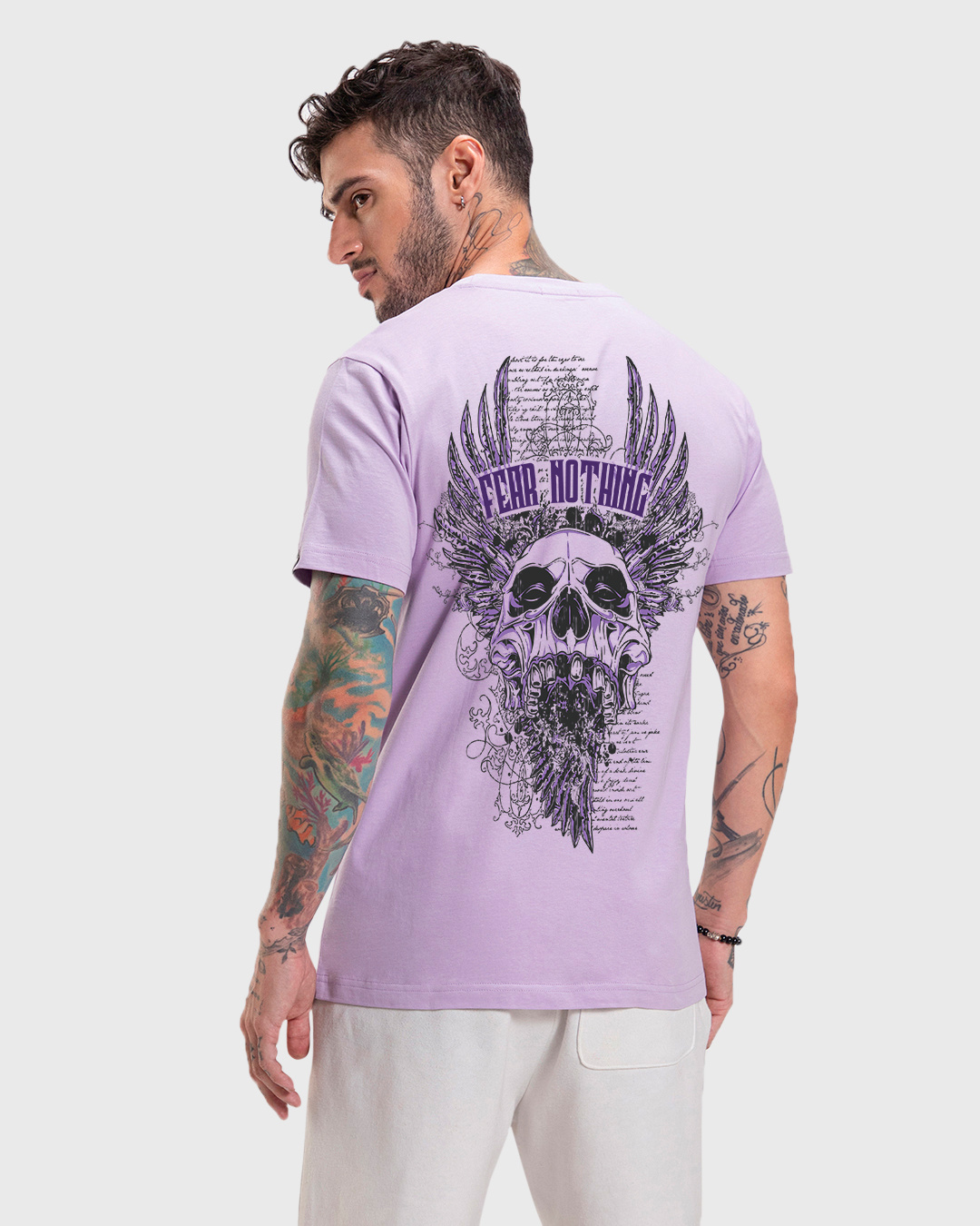 Buy Men's Purple Fear Nothing Graphic Printed T-shirt Online at Bewakoof