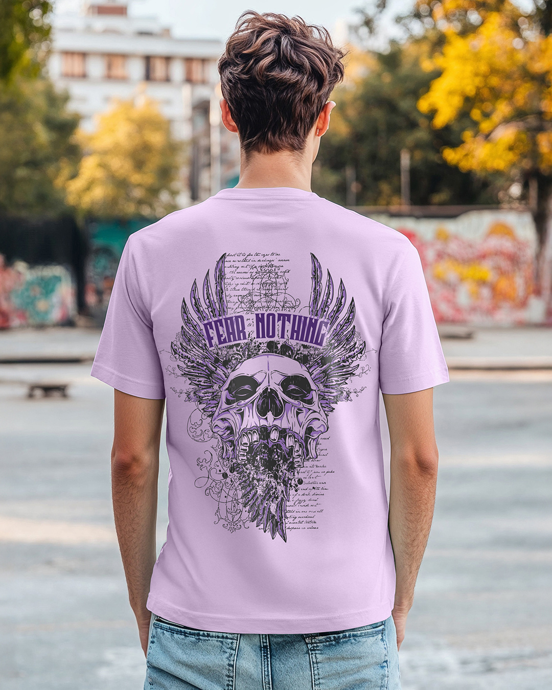 Buy Men's Purple Fear Nothing Graphic Printed T-shirt Online at Bewakoof