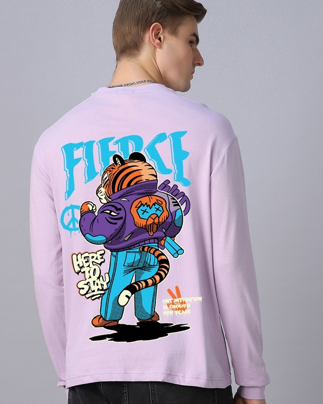 Buy Men's Purple Fierce Graphic Printed Oversized T-shirt Online at ...