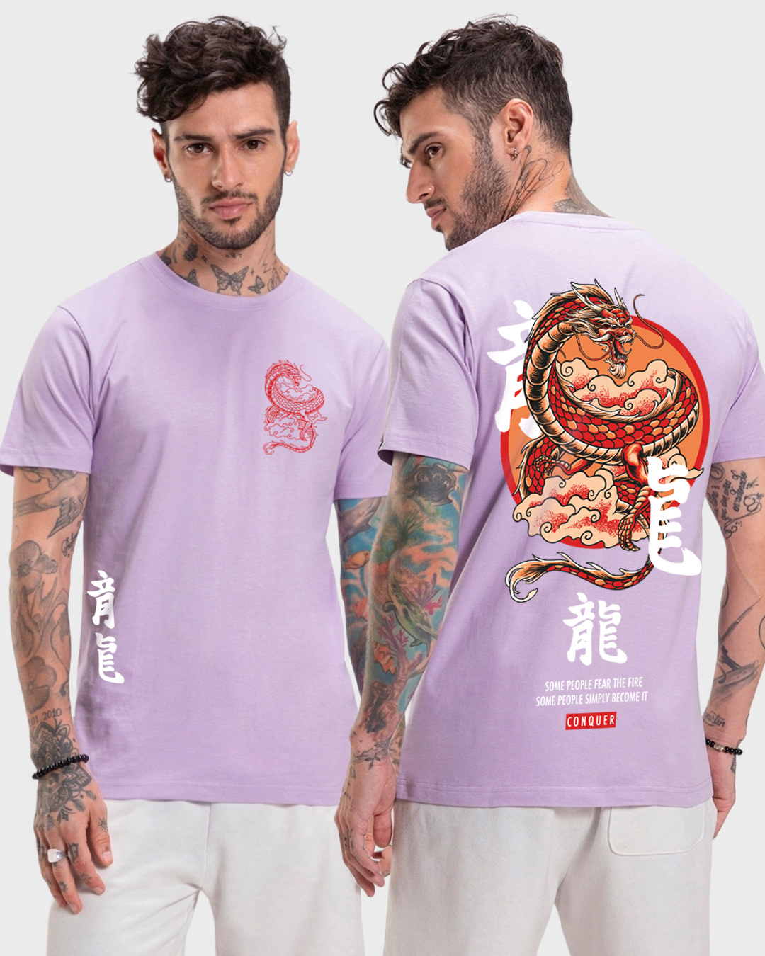 Buy Men's Purple Fire Dragon Graphic Printed T-shirt Online at Bewakoof