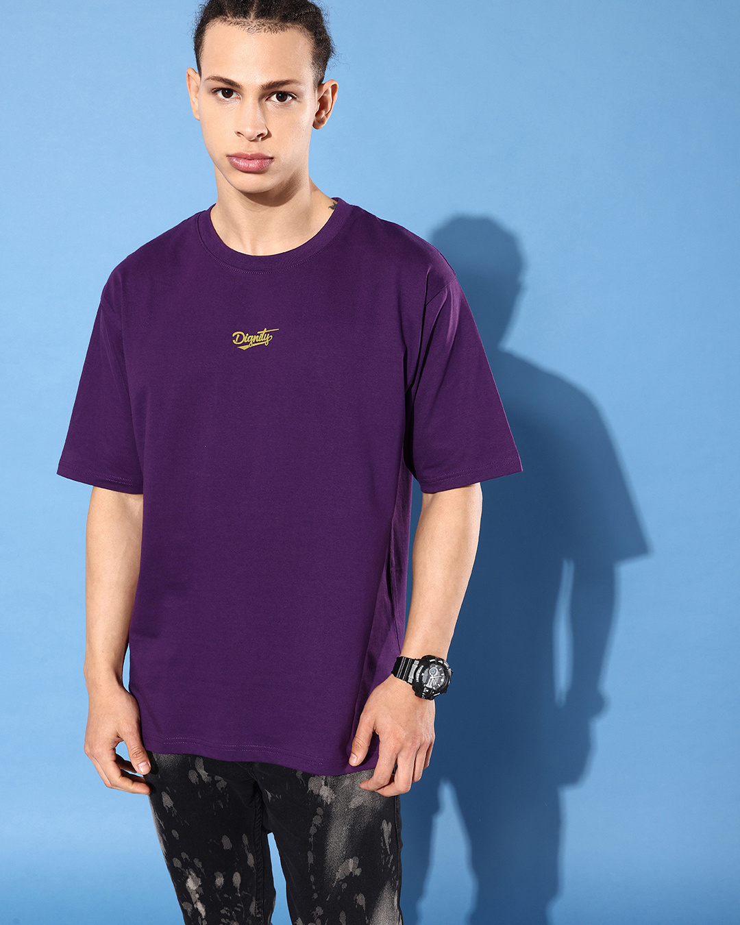 Buy Men's Purple Graphic Printed Oversized T-shirt Online at Bewakoof