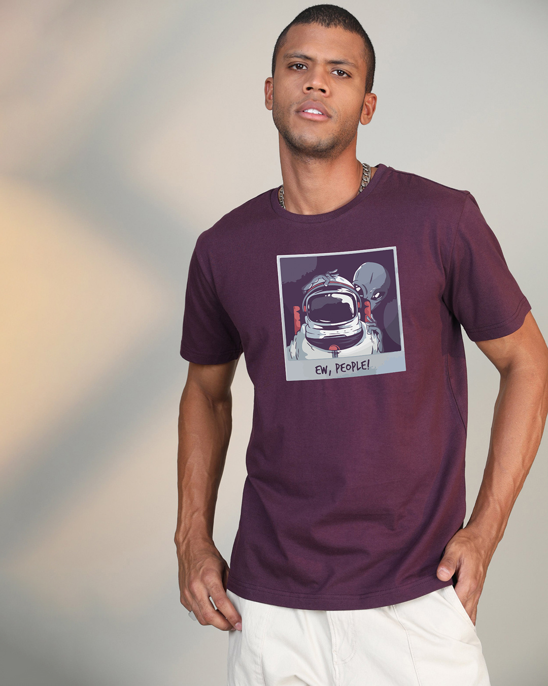 Buy Men's Purple Eww People Graphic Printed T-shirt Online at Bewakoof