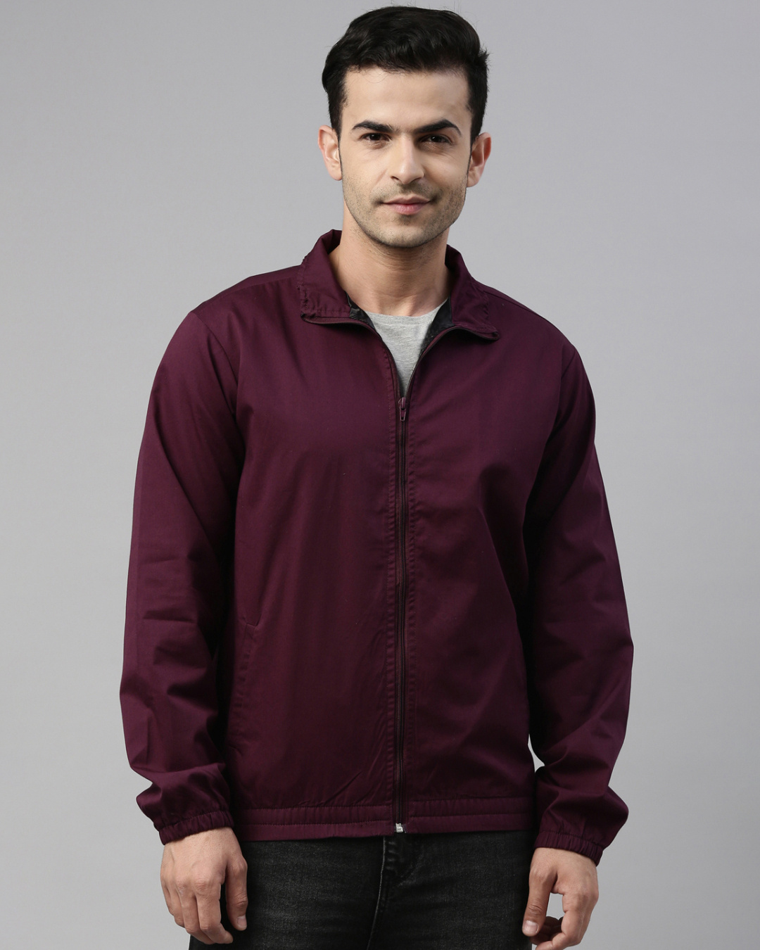 Buy Men's Purple High Neck Slim Fit Jacket Online at Bewakoof