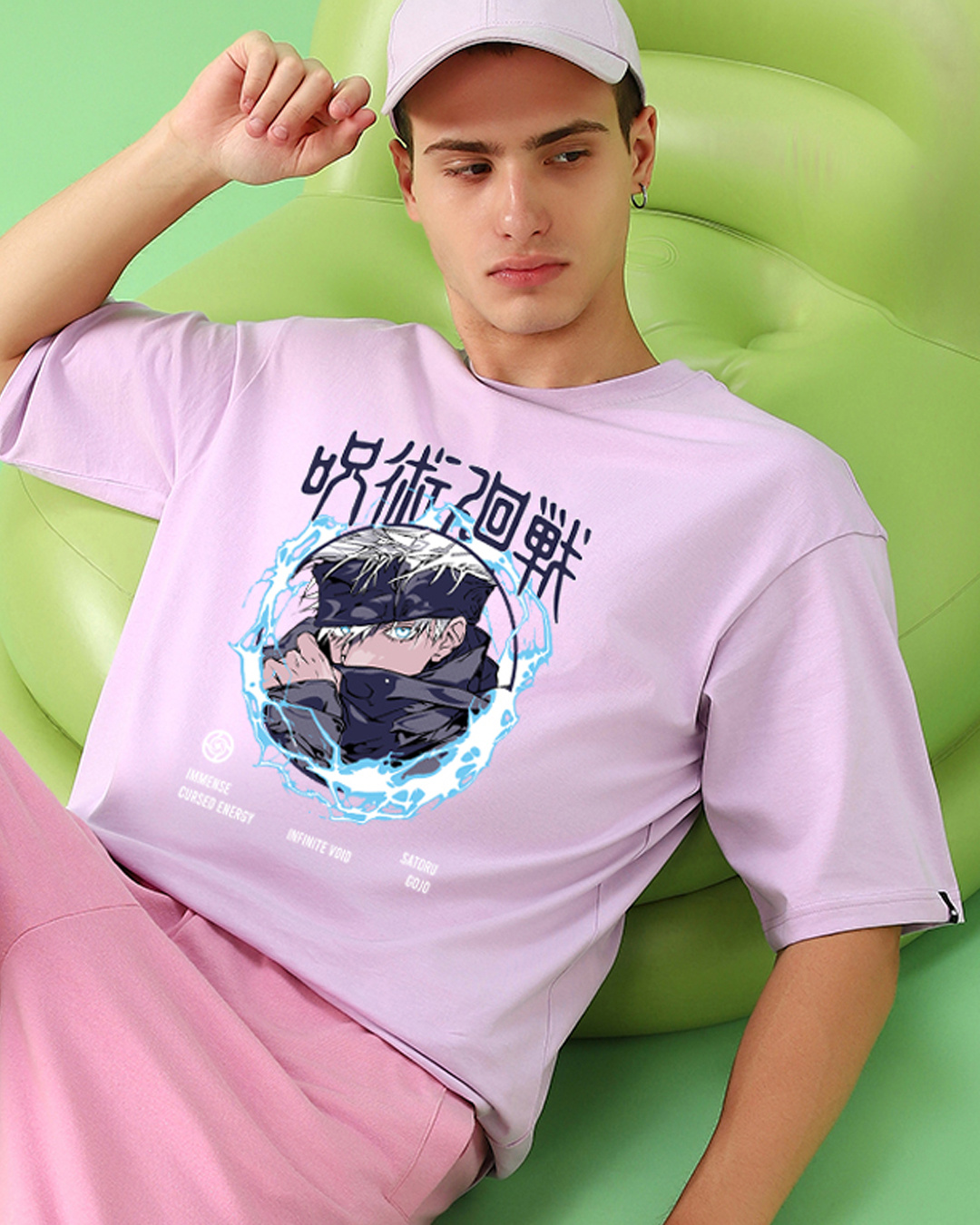 Buy Men's Purple Highschool Gojo Graphic Printed Oversized T-shirt ...