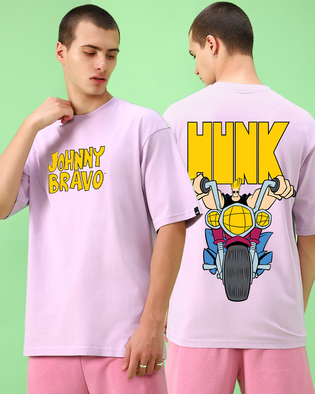 Buy Men's Purple Johnny Bravo Graphic Printed Oversized T-shirt Online ...