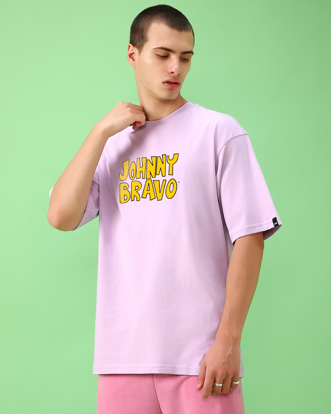 Buy Men's Purple Johnny Bravo Graphic Printed Oversized T-shirt for Men ...