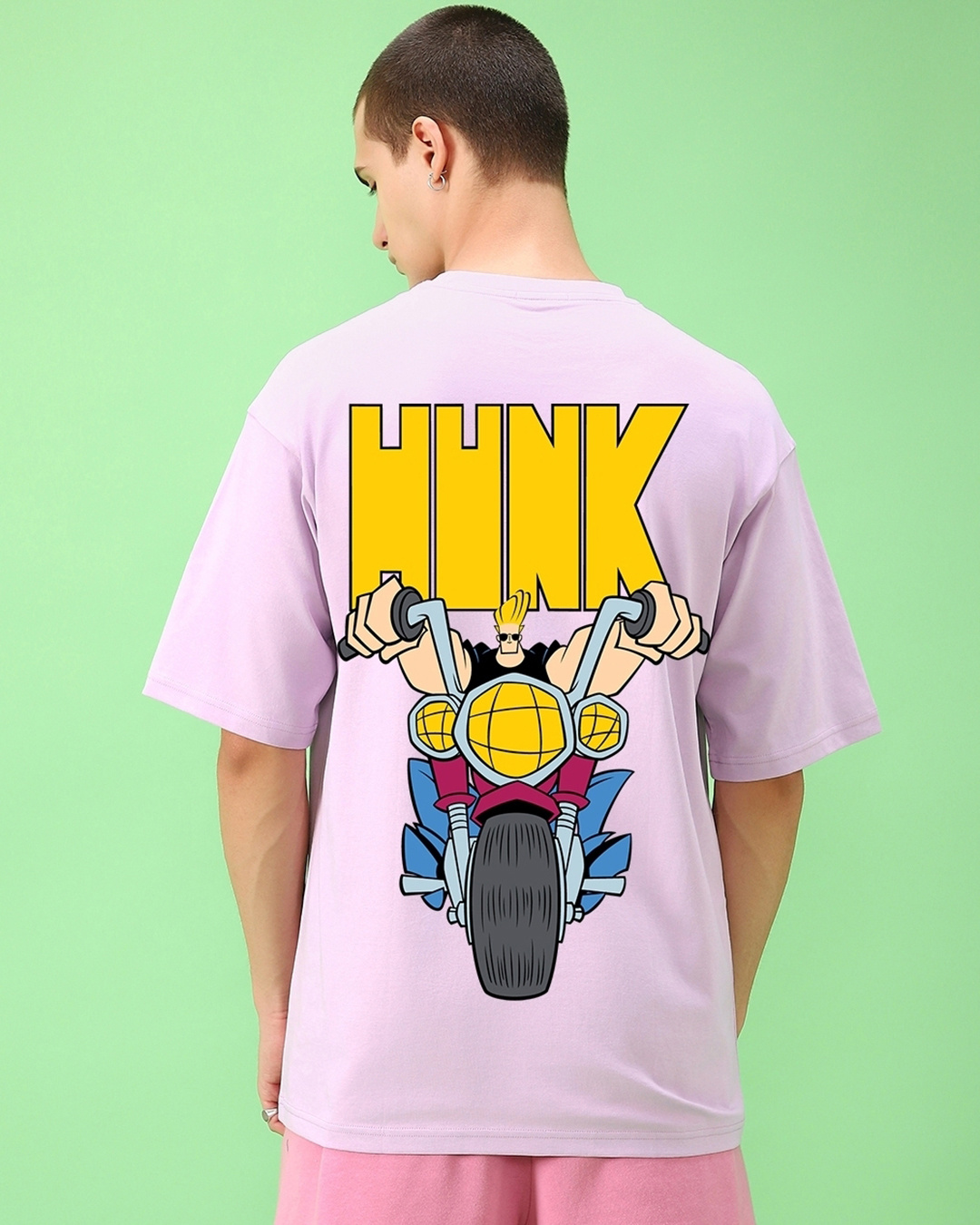 Buy Men's Purple Johnny Bravo Graphic Printed Oversized T-shirt Online ...