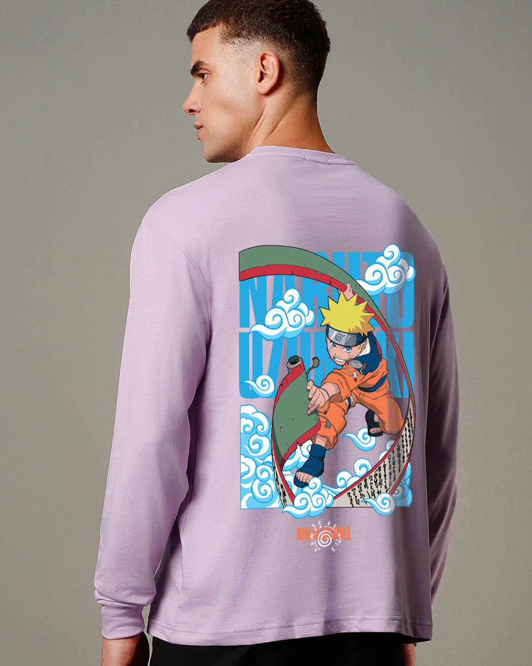 Buy Men's Purple Ninja Scroll Graphic Printed Oversized T-shirt Online ...