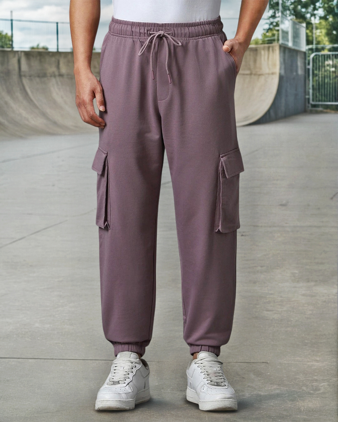 Buy Men's Purple Oversized Cargo Joggers Online at Bewakoof
