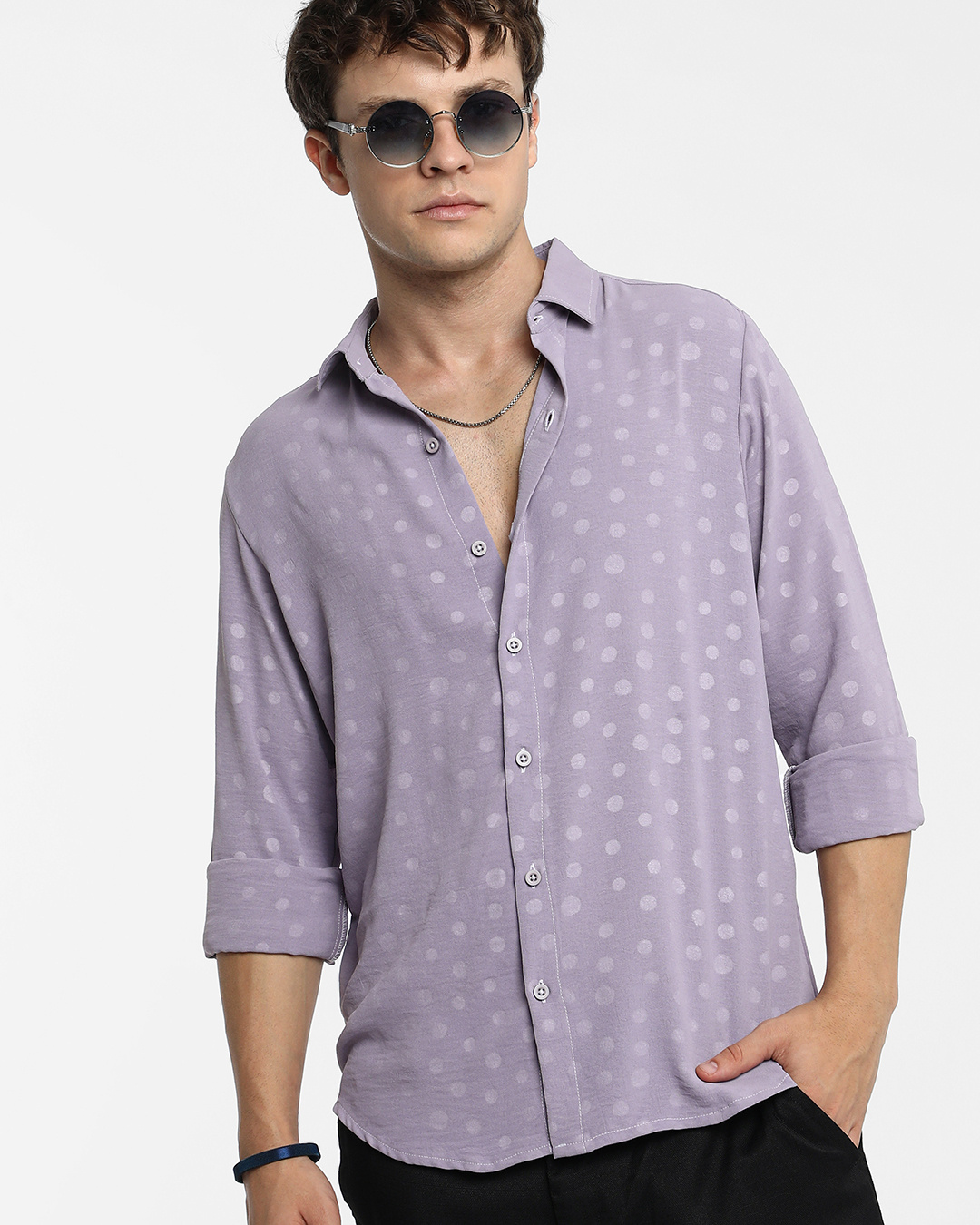 Buy Men's Purple Polka Dot Printed Shirt Online at Bewakoof