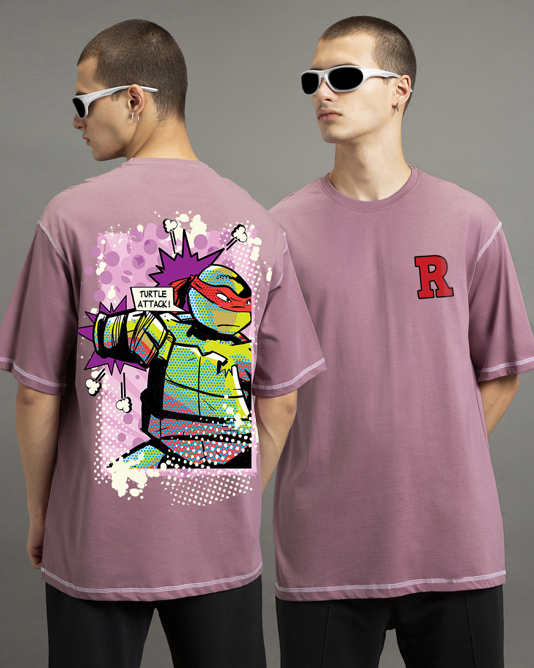 Buy Men's Purple Raphael Graphic Printed Oversized T-shirt Online at ...