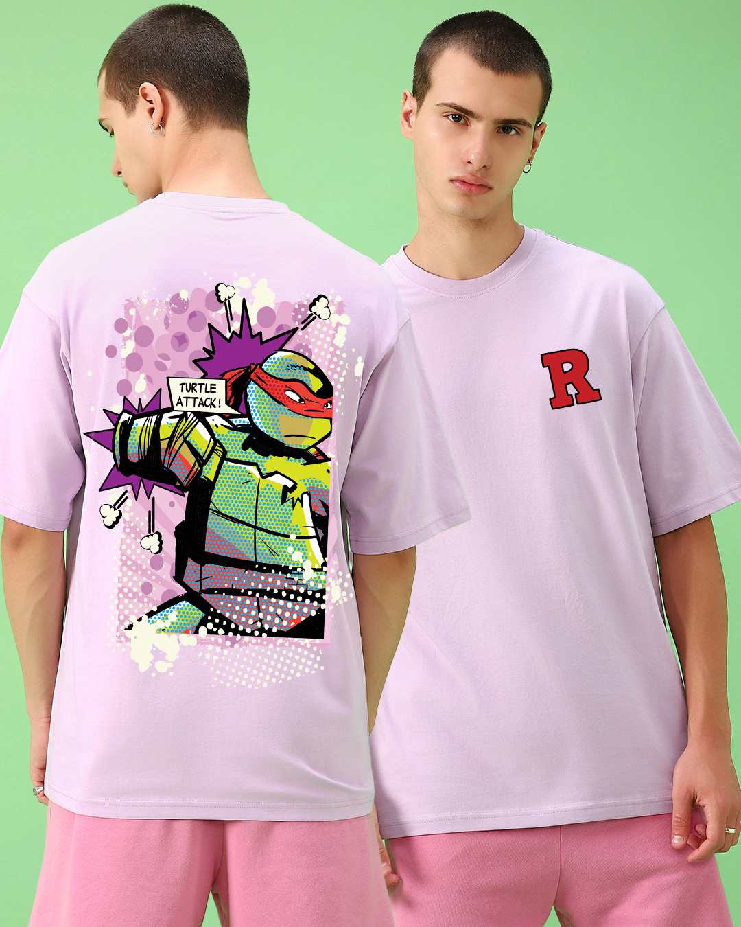 Buy Men's Purple Raphael Graphic Printed Oversized T-shirt Online at ...
