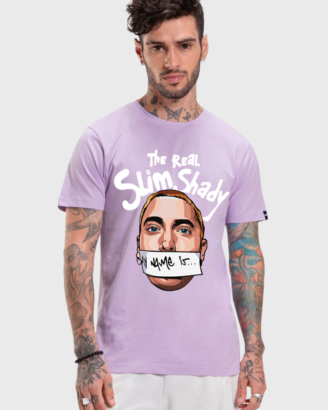 Buy Men's Purple Real Slim Shady Graphic Printed T-shirt Online at Bewakoof