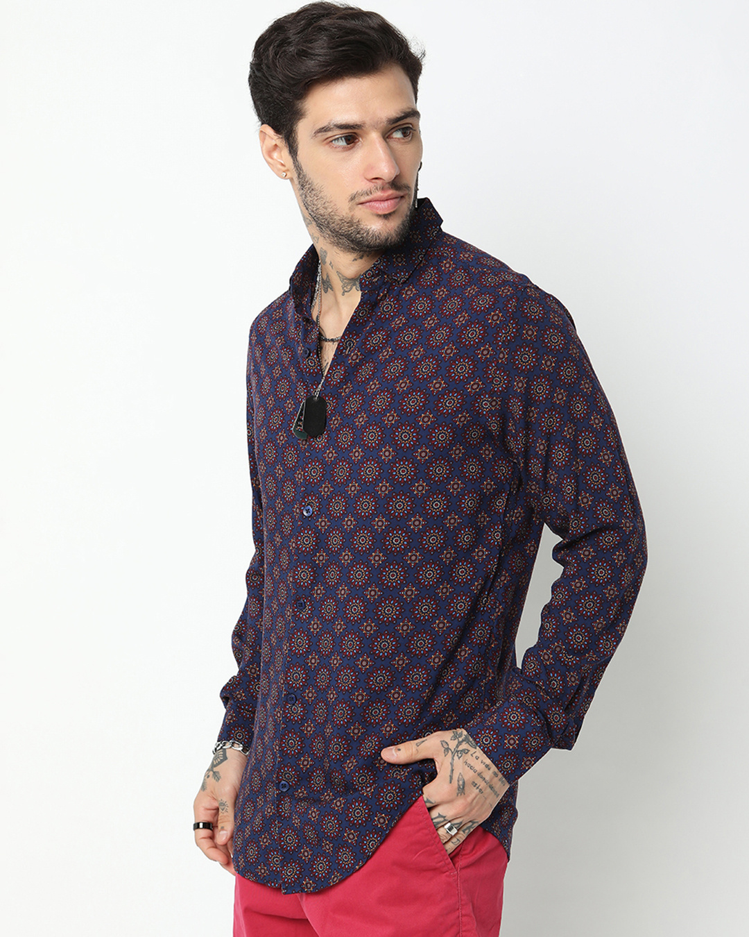 Buy Men's Purple & Red Floral Printed Shirt Online at Bewakoof