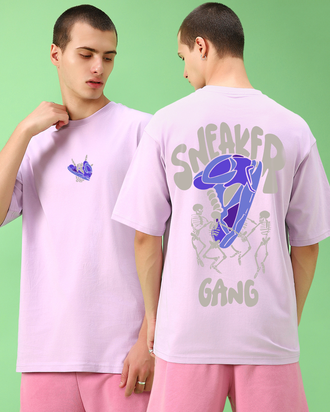 Buy Men's Purple Sneaker Gang Graphic Printed Oversized T-shirt Online ...
