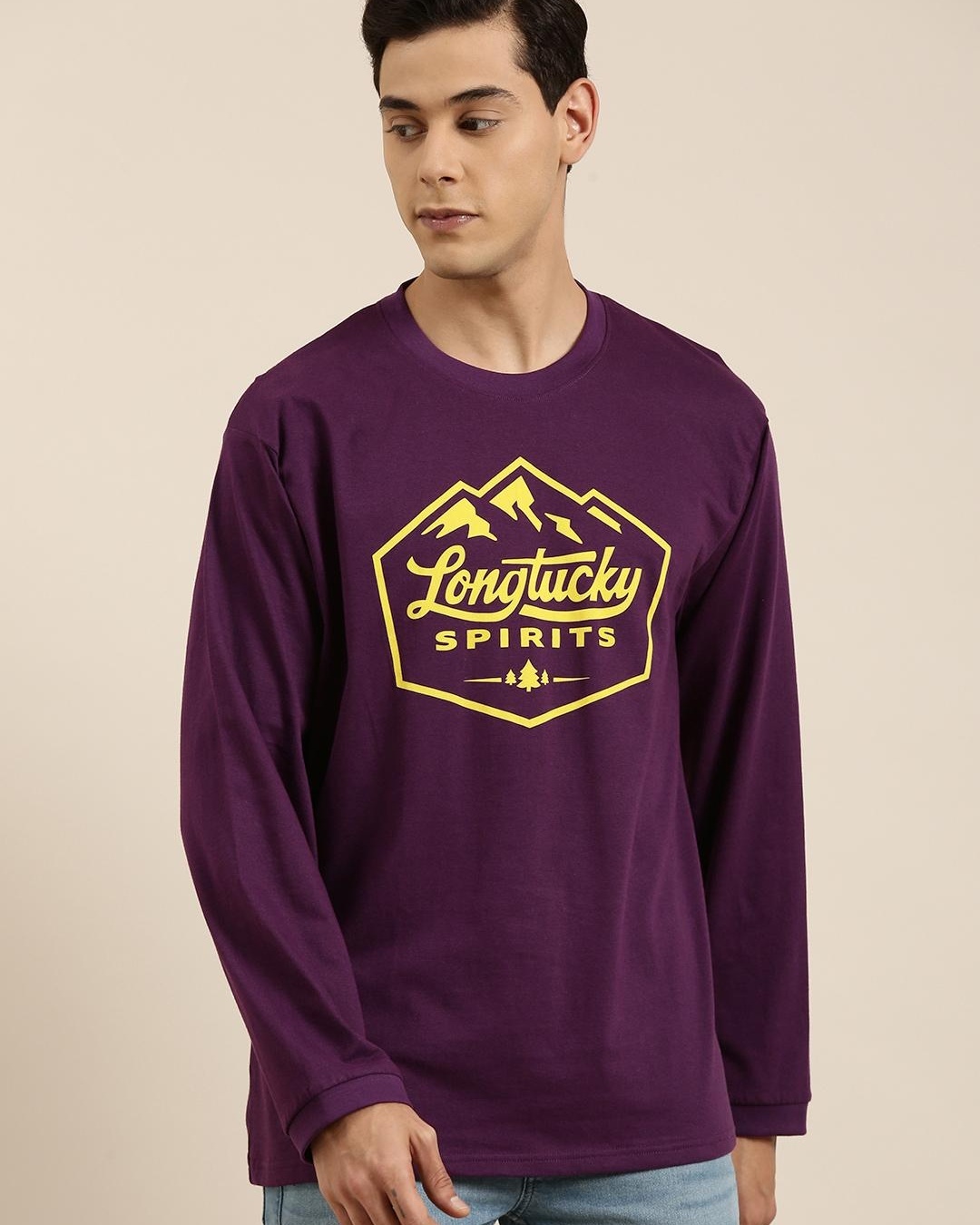 Buy Men's Purple Spirits Typography Oversized T-shirt Online at Bewakoof