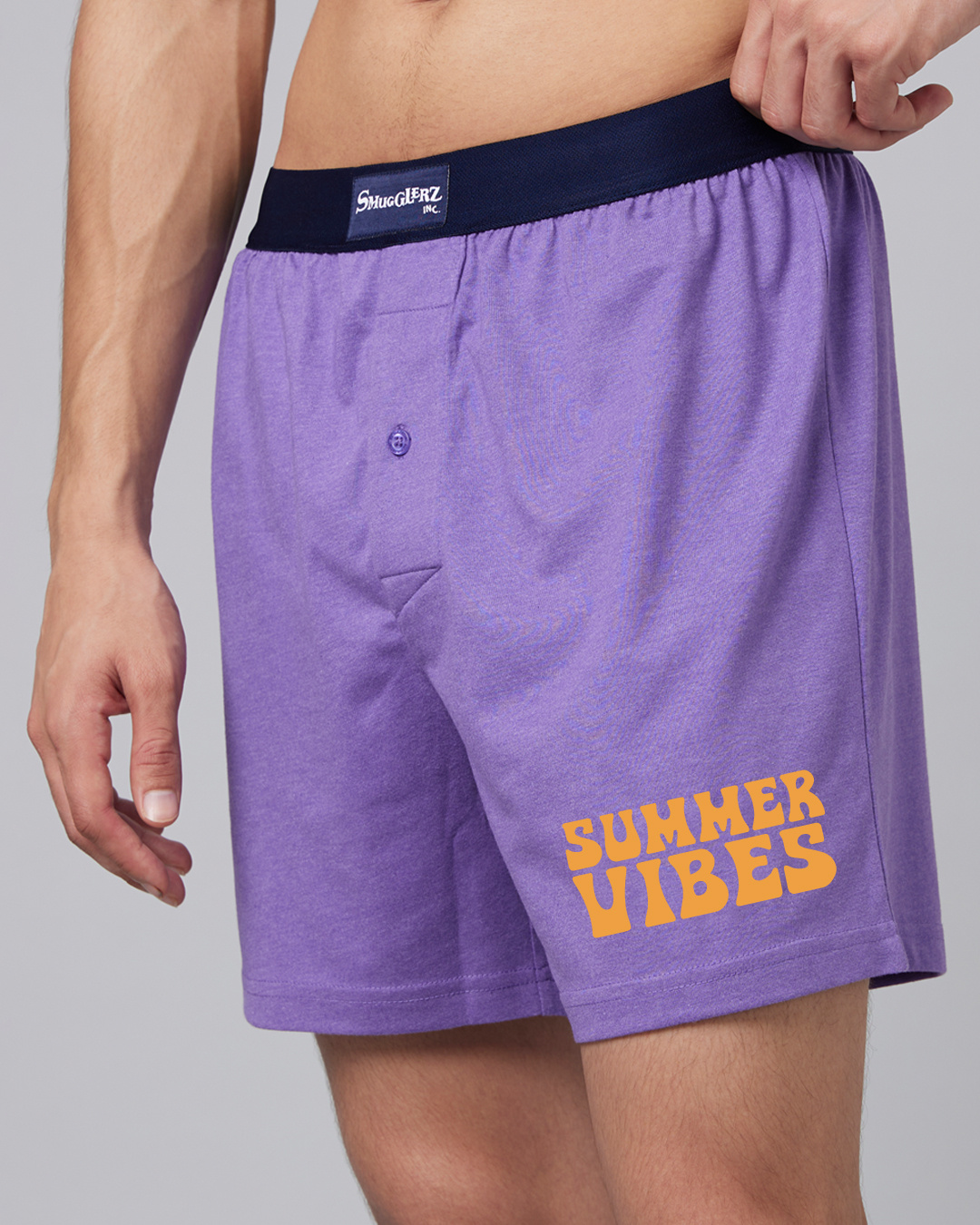 Buy Men's Purple Summer Vibes Typography Relaxed Fit Boxers Online in ...