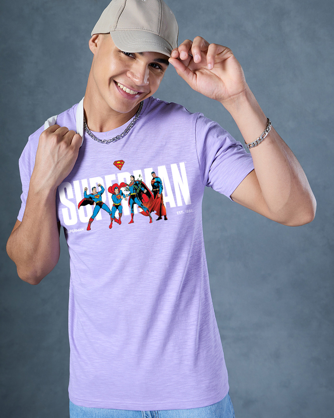 Buy Men's Purple Superman Team Graphic Printed T-shirt Online at Bewakoof