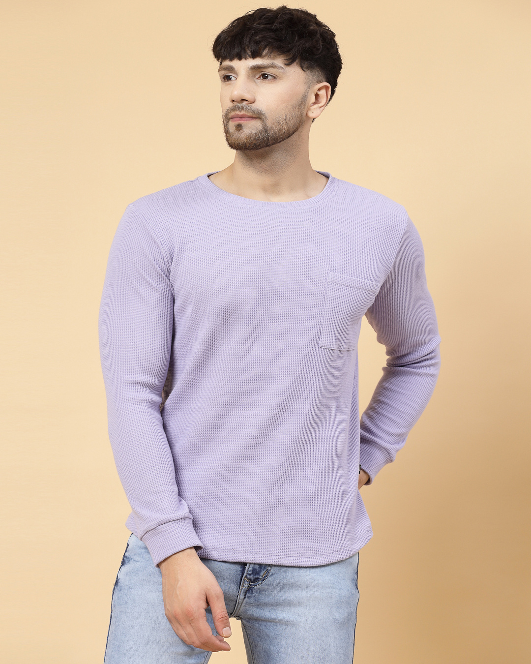 Buy Men's Purple Waffle Knitted T-Shirt Online at Bewakoof