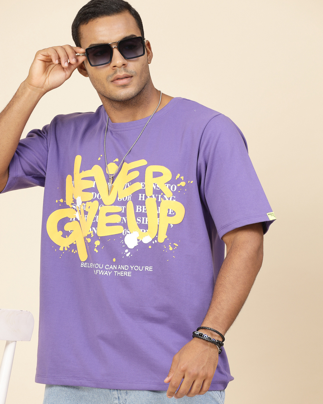 Buy Men's Purple Typography Oversized T-Shirt Online at Bewakoof