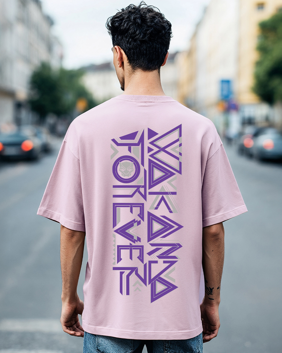 Buy Men's Purple Wakanda Forever Graphic Printed Oversized T-shirt Online at Bewakoof