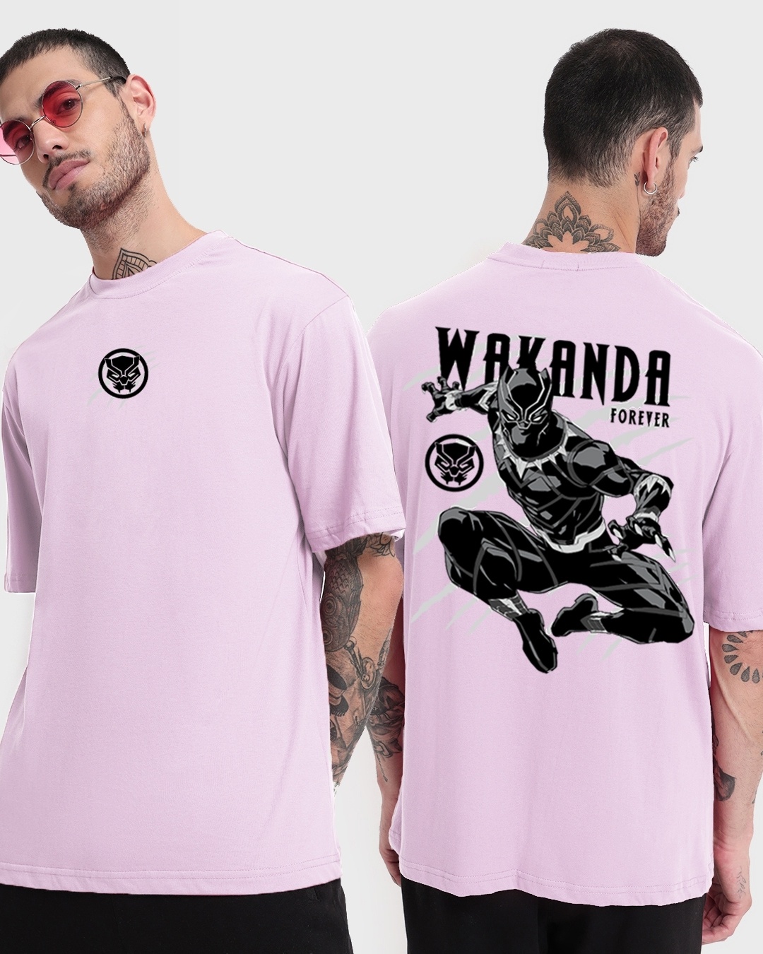 Buy Men's Purple Wakanda Forever The King Graphic Printed Oversized T-shirt Online at Bewakoof