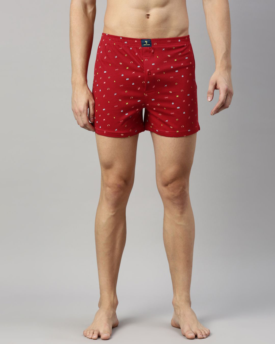 Buy Men's Red All Over Camera & Stars Printed Cotton Boxers Online in ...