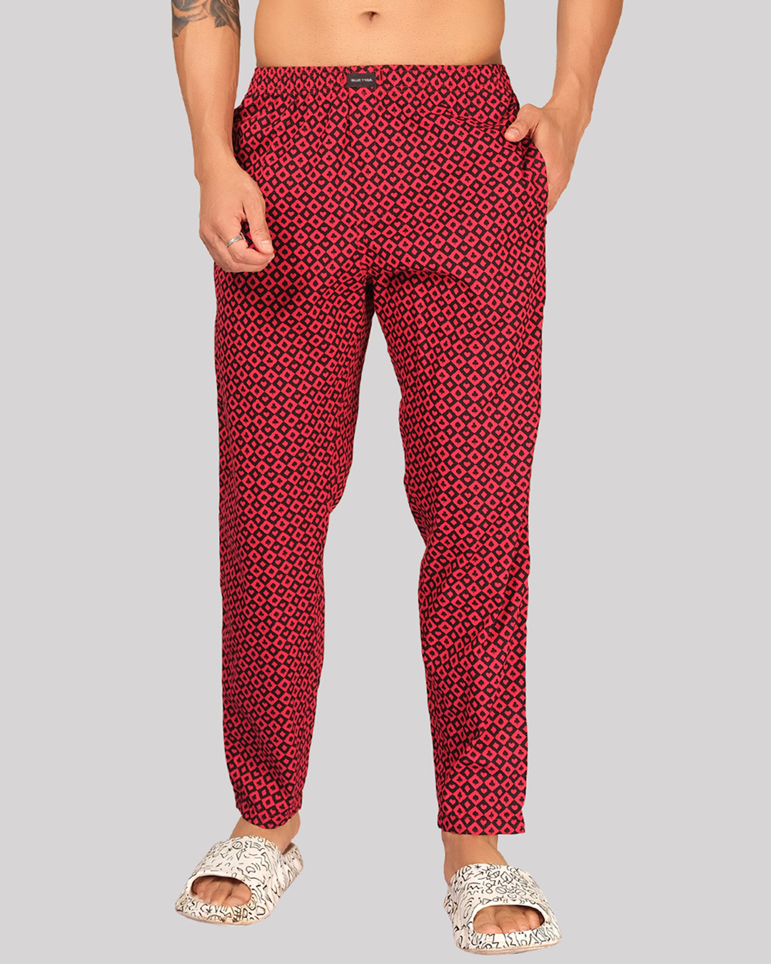 Buy Men's Red All Over Printed Pyjamas Online in India at Bewakoof