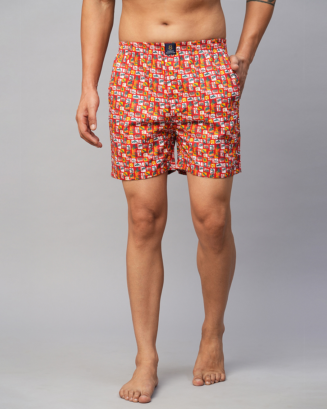 Buy Men's Red All Over Printed Relaxed Fit Boxers Online in India at ...