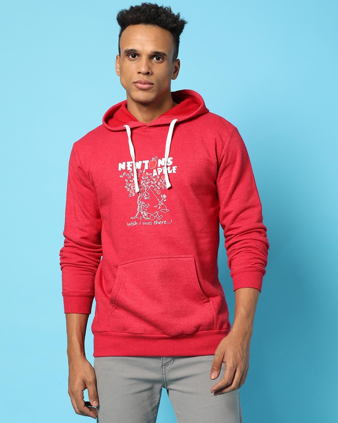 Buy Men's Red Apple Typography Hooded Sweatshirt Online at Bewakoof