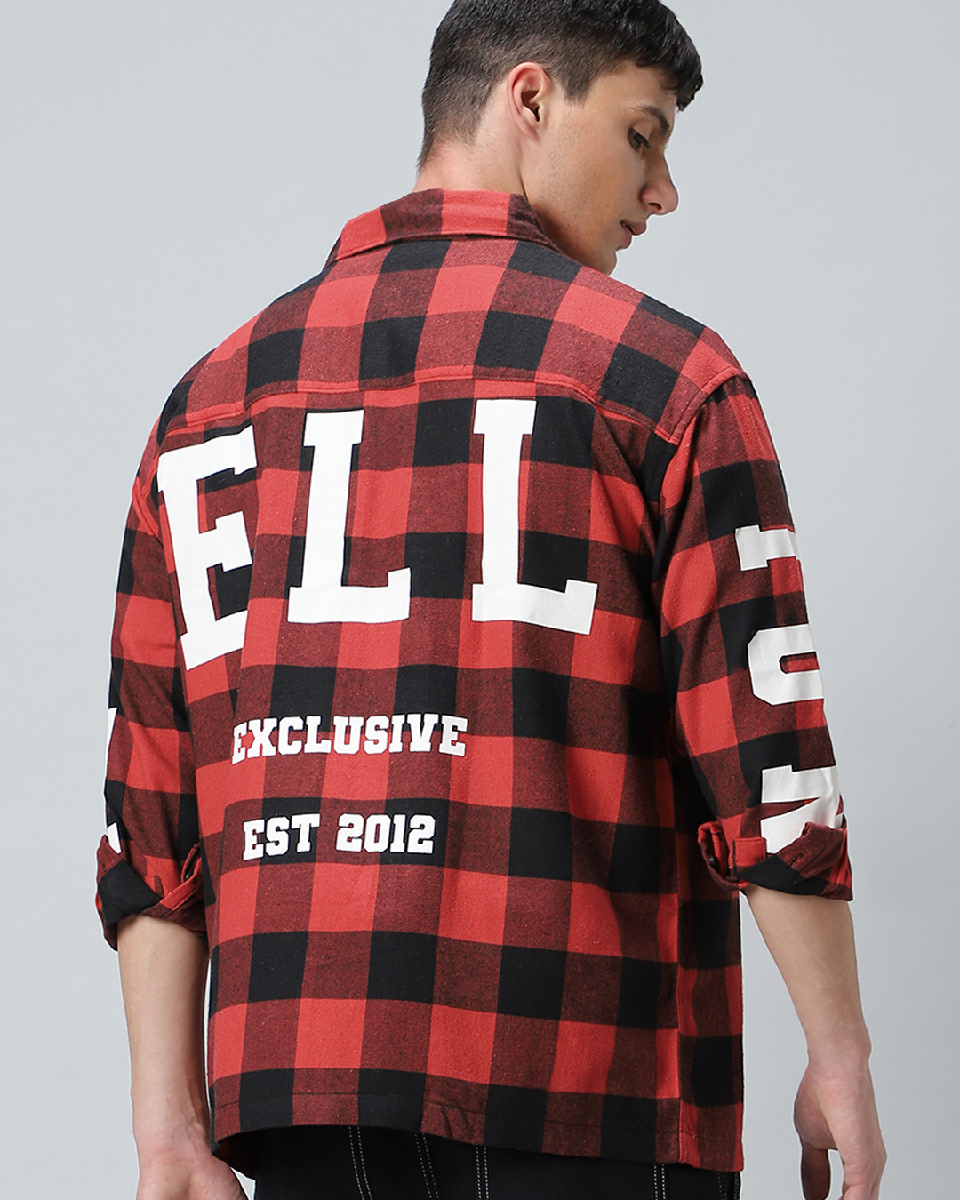 Buy Men's Red & Black Reb Checked Oversized Shirt Online at Bewakoof