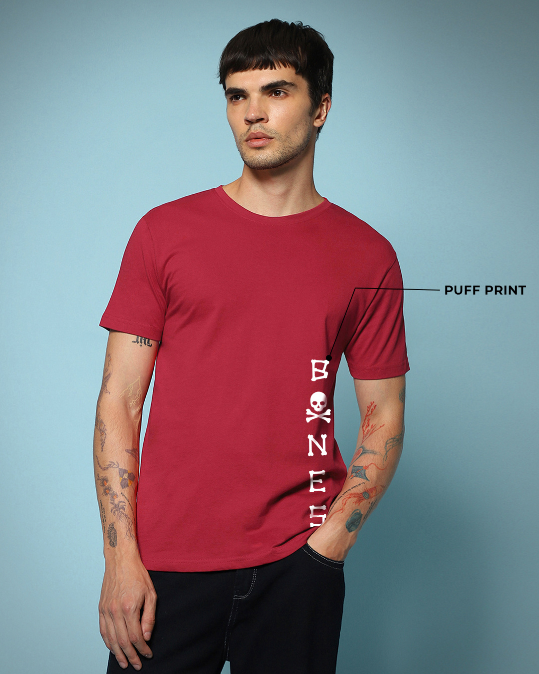 Buy Men's Red Bones Graphic Printed T-shirt Online at Bewakoof