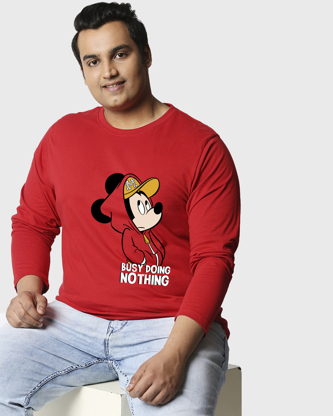 Buy Men's Red Busy Doin Nothing Graphic Printed Plus Size T-shirt ...