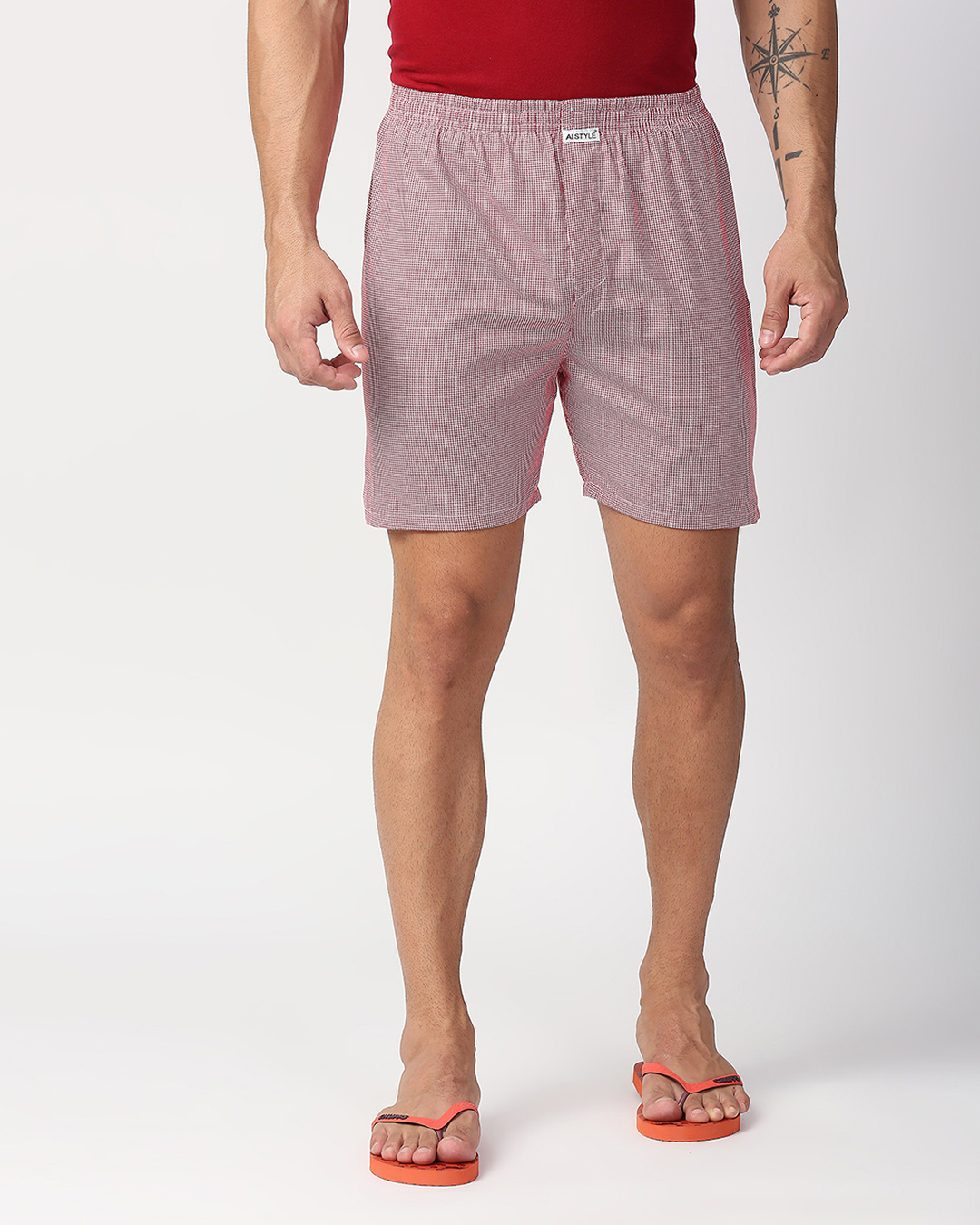 Buy Men's Red Checked Boxers Online in India at Bewakoof