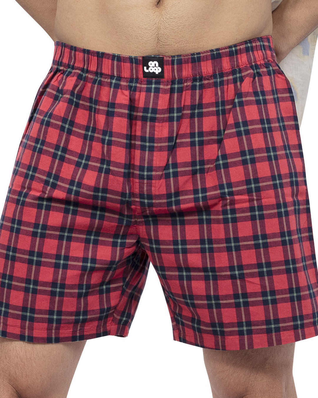 Buy Men's Red Checked Boxers Online in India at Bewakoof