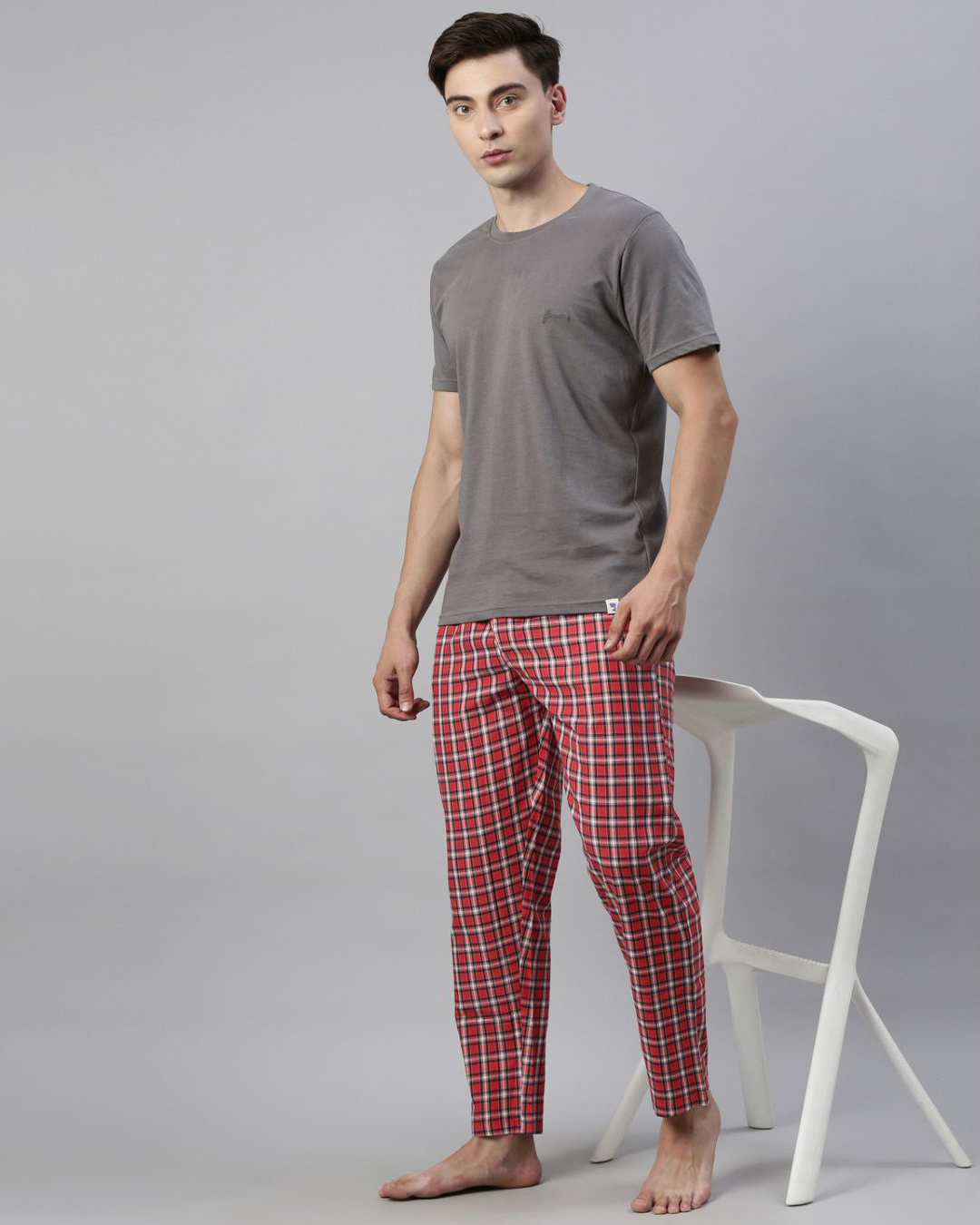 Buy Men's Red Checked Cotton Pyjamas Online in India at Bewakoof