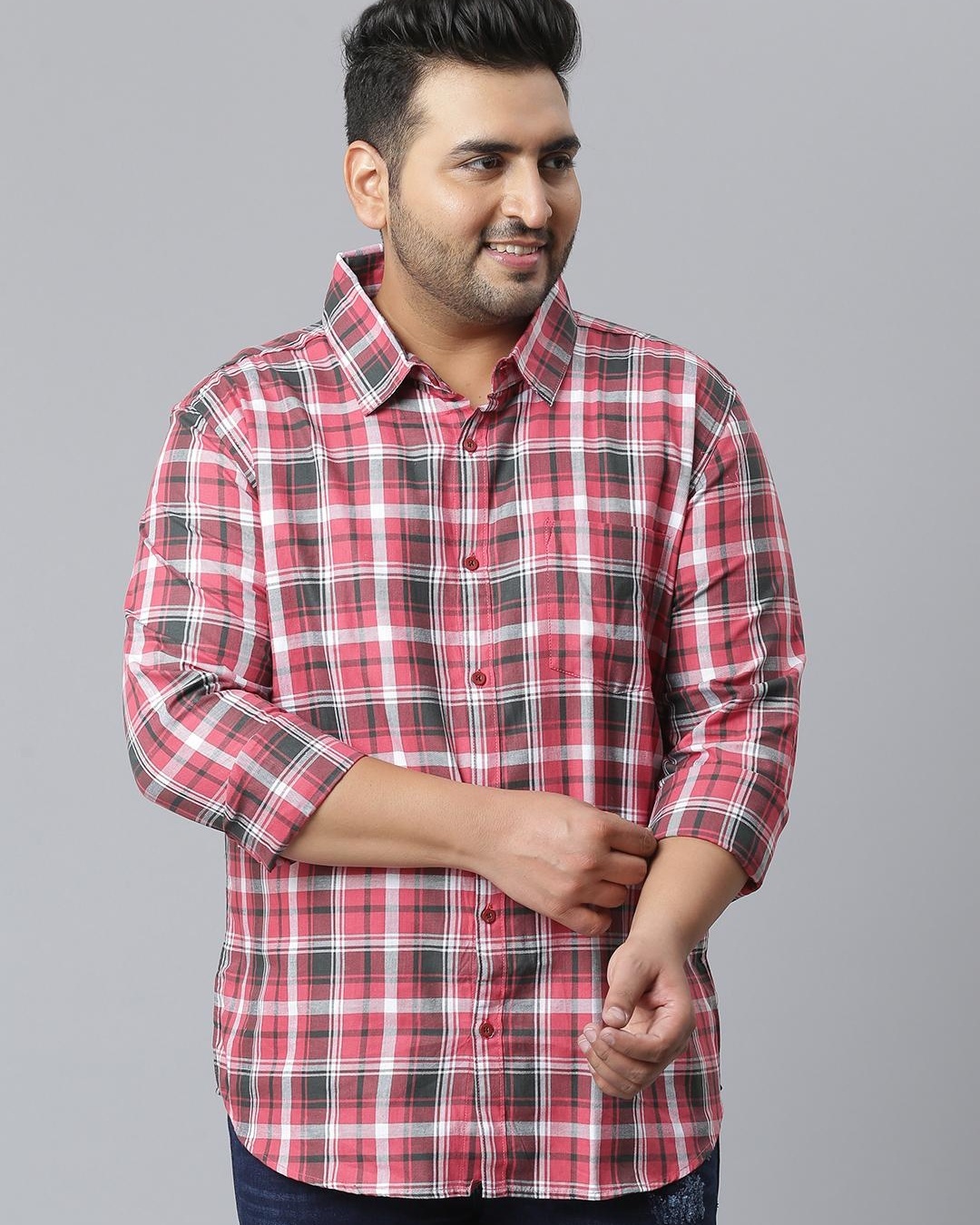 Buy Men's Red Checked Plus Size Shirt Online at Bewakoof