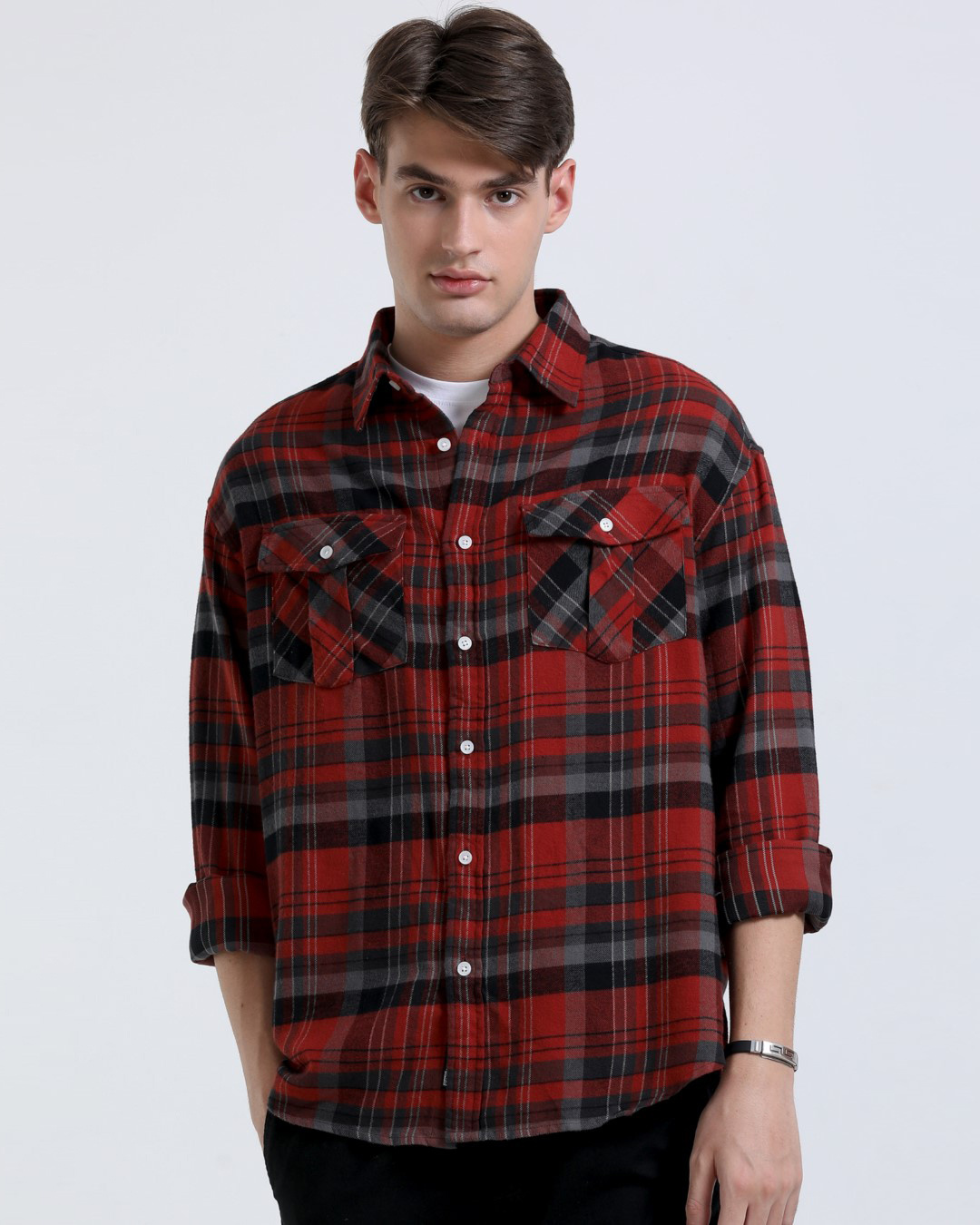 Buy Men's Red Checked Oversized Shirt Online at Bewakoof