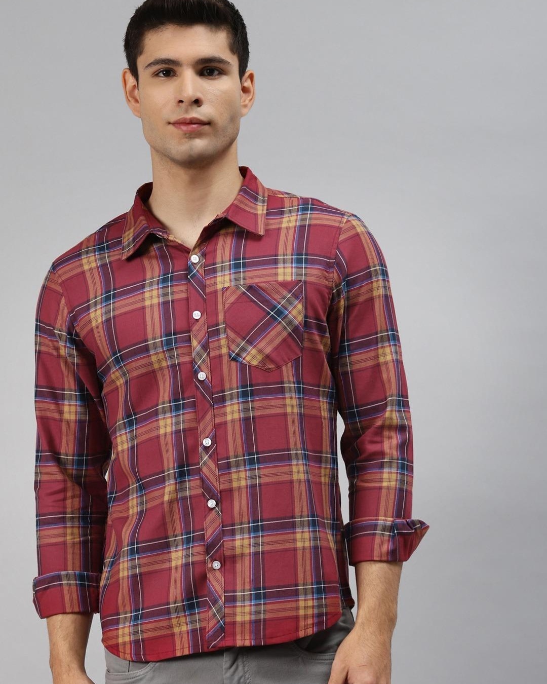 Buy Men's Red Checked Shirt Online at Bewakoof