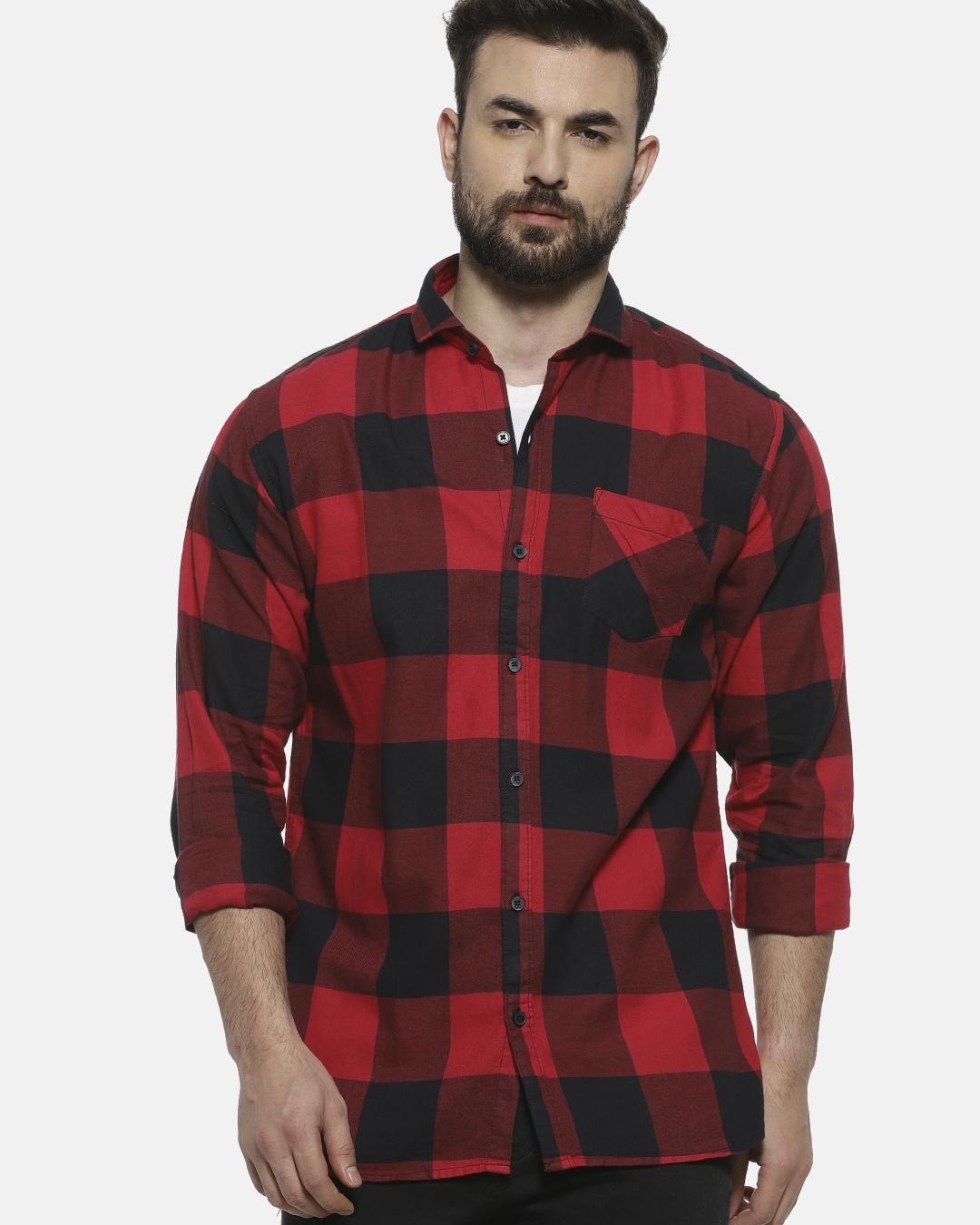 Buy Men's Red Checked Shirt Online at Bewakoof