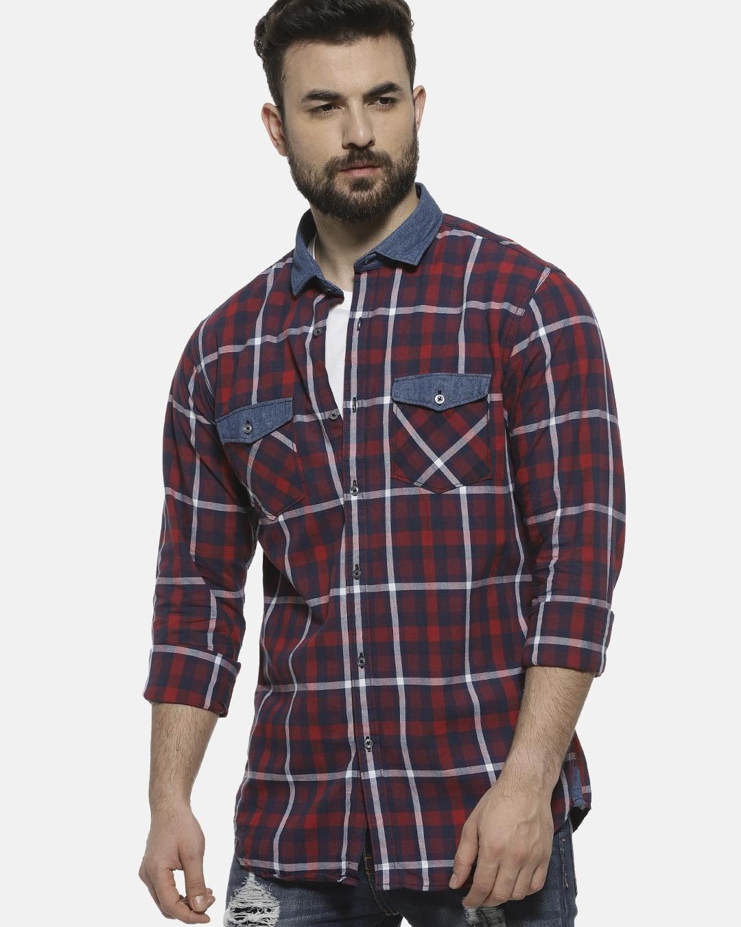 Buy Men's Red Checked Shirt Online at Bewakoof