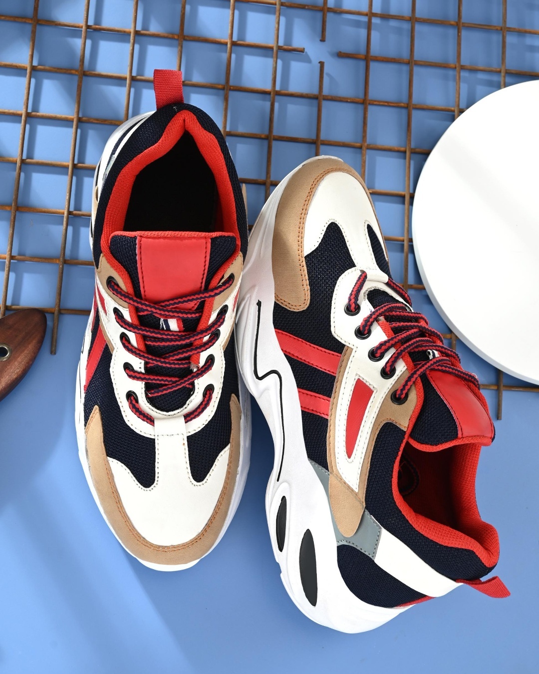 Buy Men's Red Color Block Casual Shoes Online in India at Bewakoof