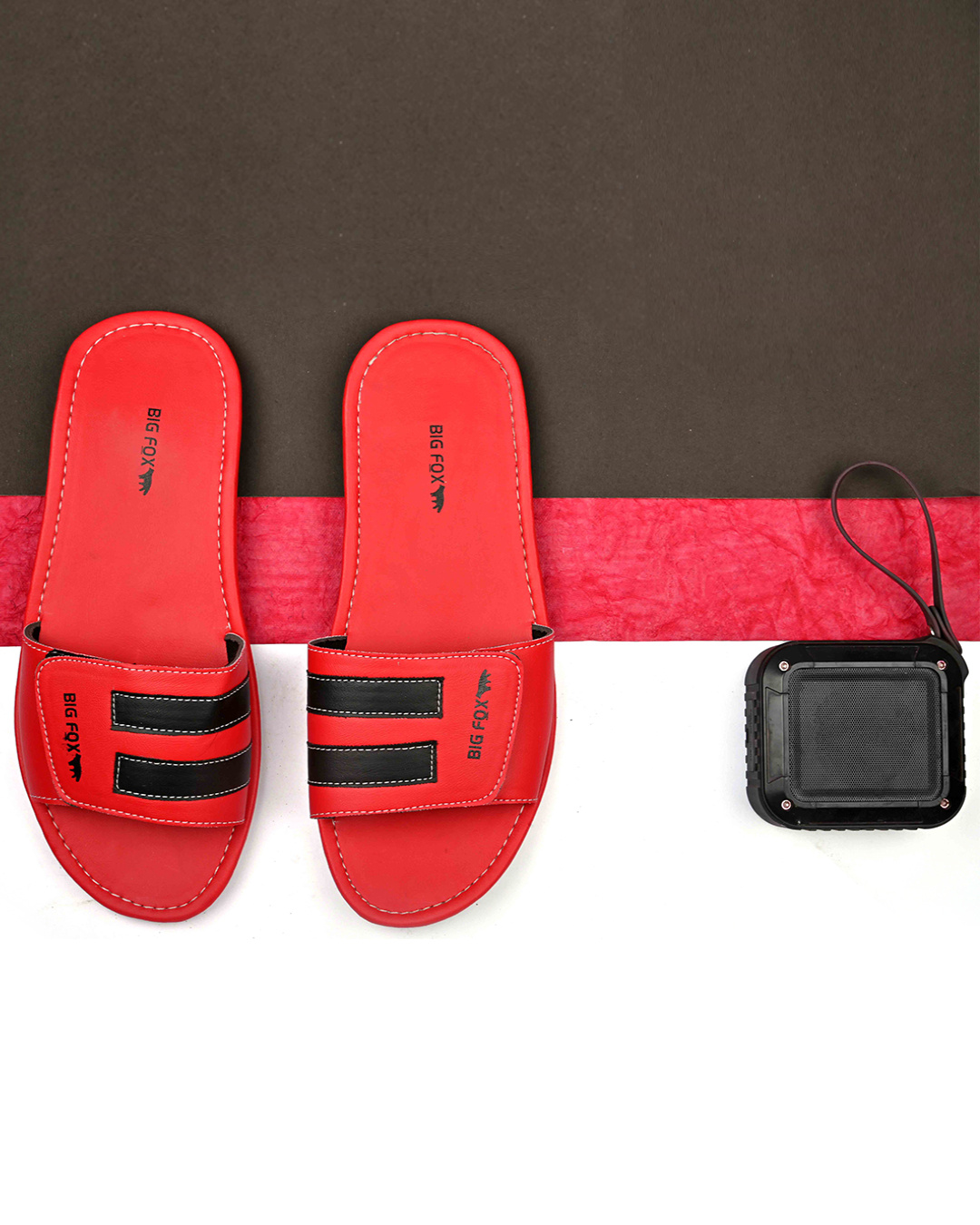 Buy Men's Red Color Block Sliders Online in India at Bewakoof