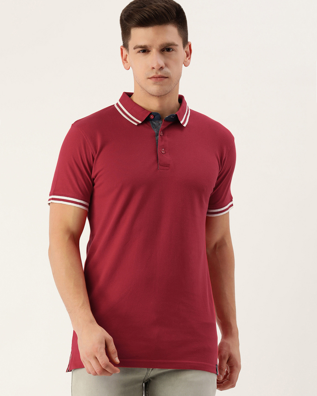 Buy Men's Red Cotton Polo T-shirt Online at Bewakoof